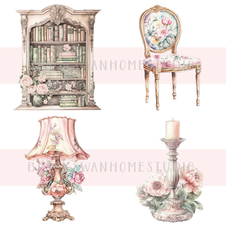 Watercolor Clipart Bundle Watercolor Vintage Items Png - Etsy