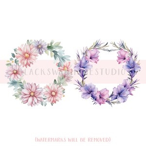 Watercolor Flower Wreath Clipart Bundle, Floral Wreath Png Bundle ...