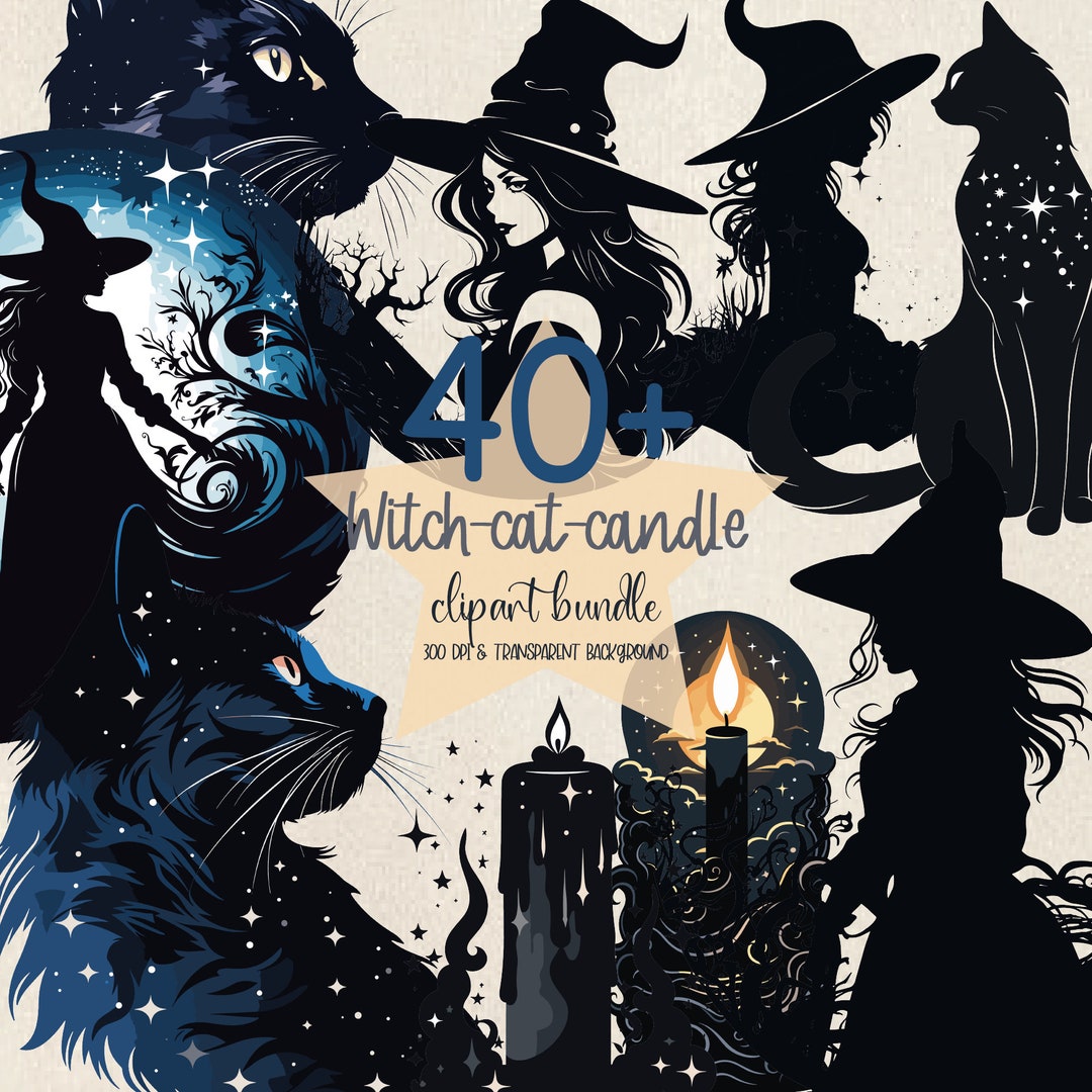 40+ Witch and Cat Png Bundle Mystery Png Set Spooky Png Bundle Witch ...