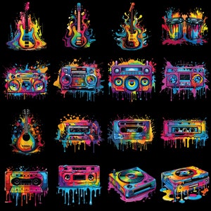 120+ Musical Paint Drip T-shirt Design Bundle, Color Drip Premium ...