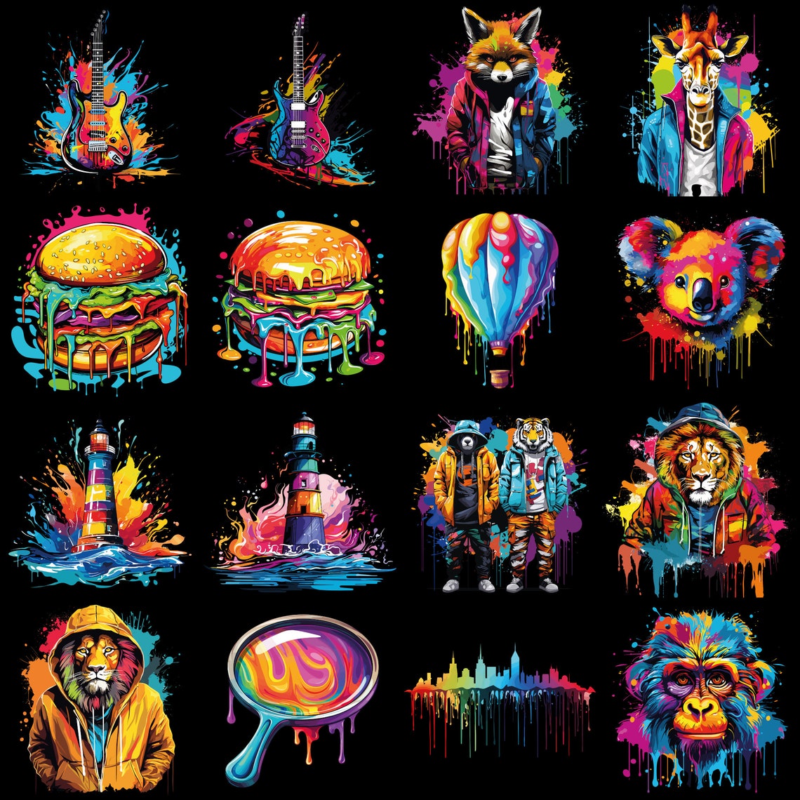 120+ Paint Drip T-shirt Design Bundle Color Drip Design Premium Tshirt ...
