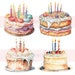 Watercolor Birthday Cakes Png Bundle Birthday Cake Clipart - Etsy