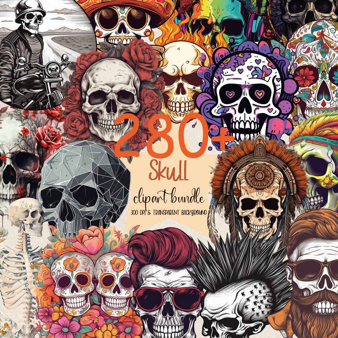 280+ Skull T-shirt Design, Skulls Png Bundle, Skull T-shirt Sublimation ...