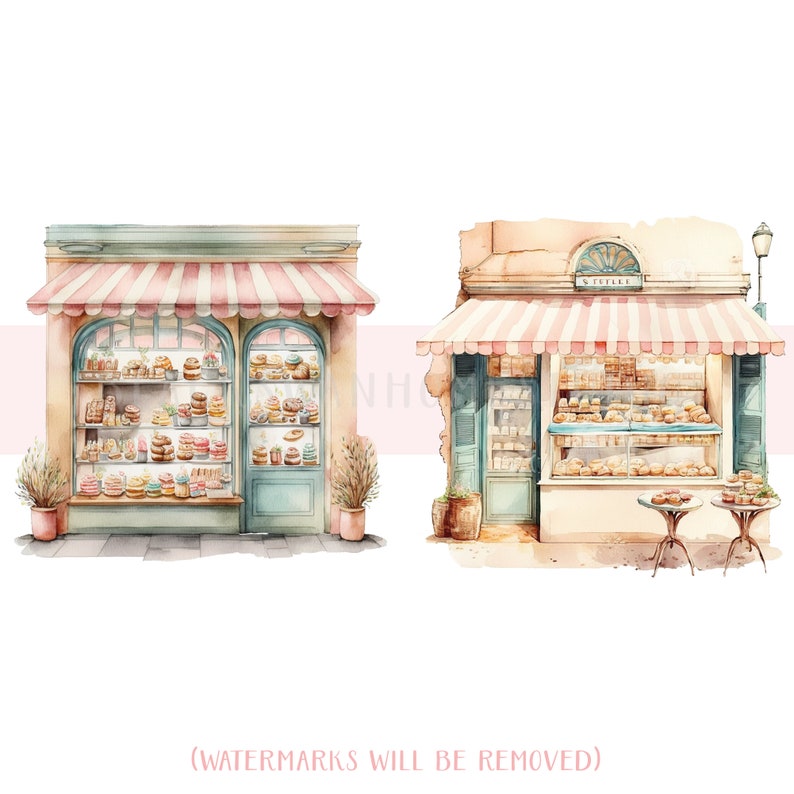 Watercolor Bakery Clipart Png Bundle Bakery Clipart Junk - Etsy UK