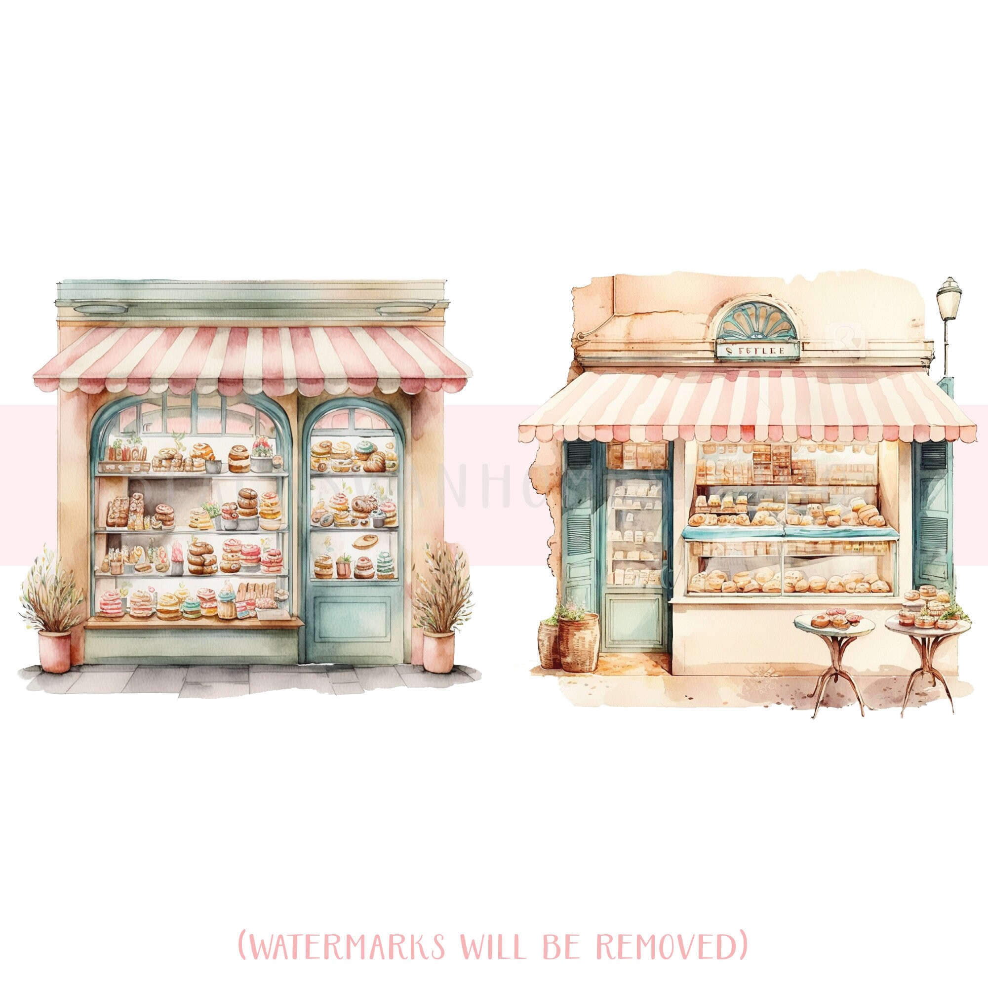 Watercolor Bakery Clipart Png Bundle Bakery Clipart Junk - Etsy UK