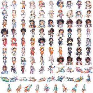 300+ Watercolor Space Clipart Bundle, Astronaut Clipart, Spaceship ...