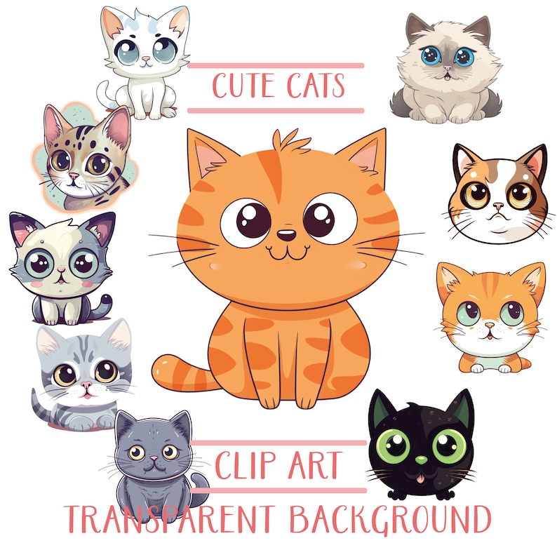 Cute Cats Clipart Bundle Cute Cats Png Files for Sublimation - Etsy