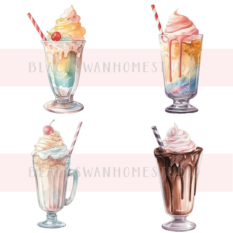 Watercolor Milkshake Clipart Bundle Milkshake Png Set - Etsy