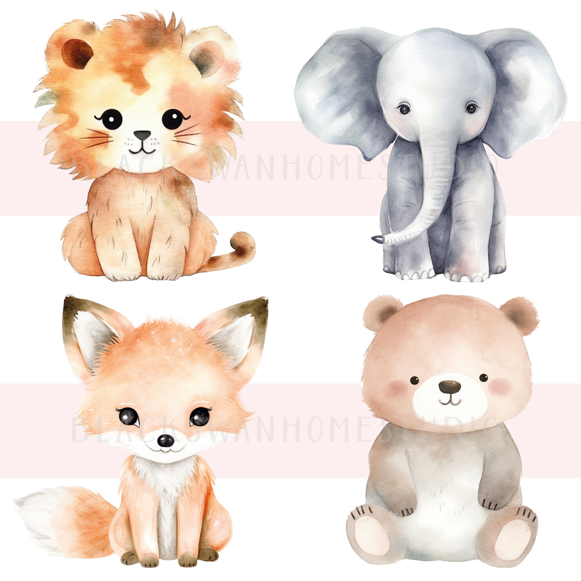 Animals for Nursery Clipart Bundle Watercolor Animal Nursery - Etsy