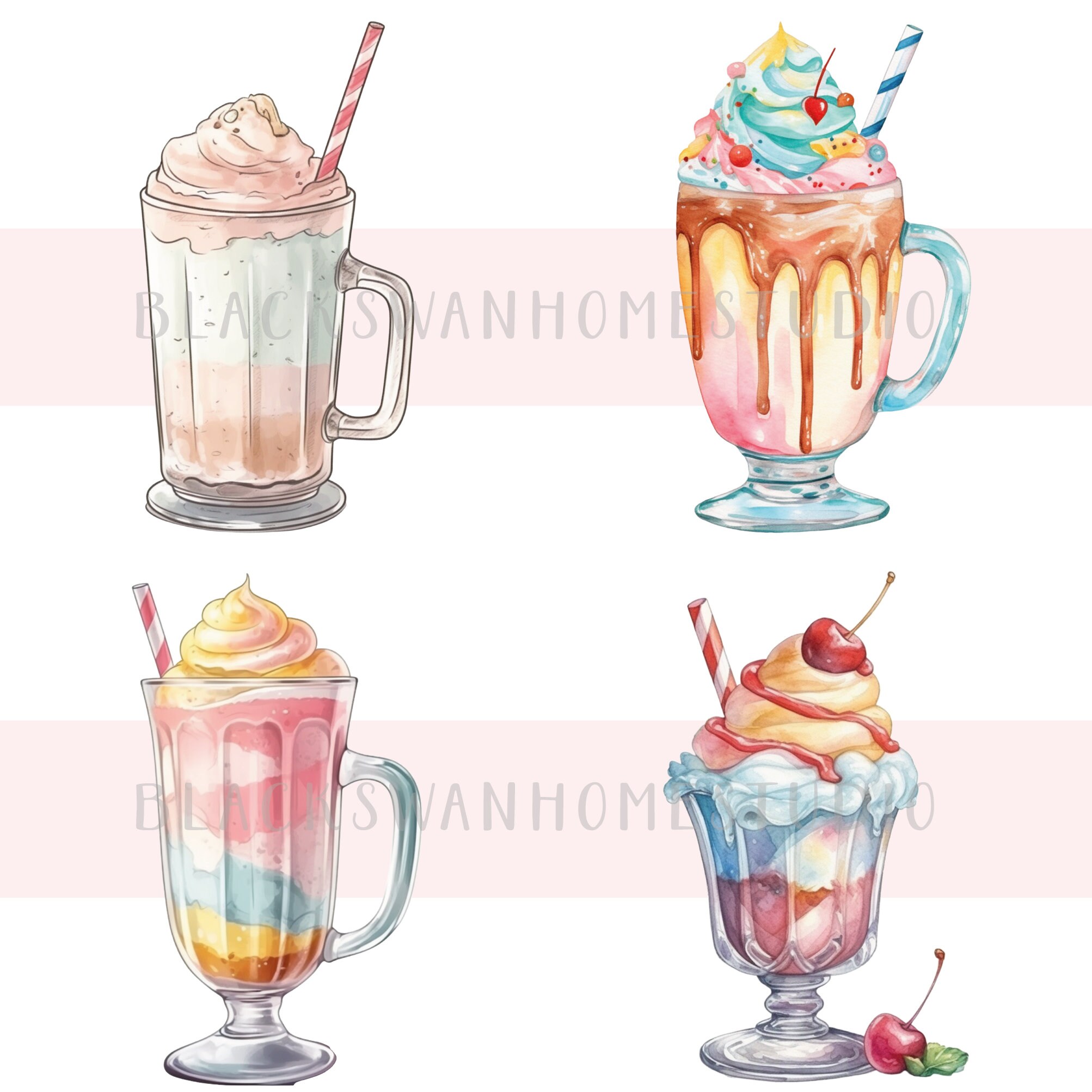 Watercolor Milkshake Clipart Bundle Milkshake Png Set - Etsy