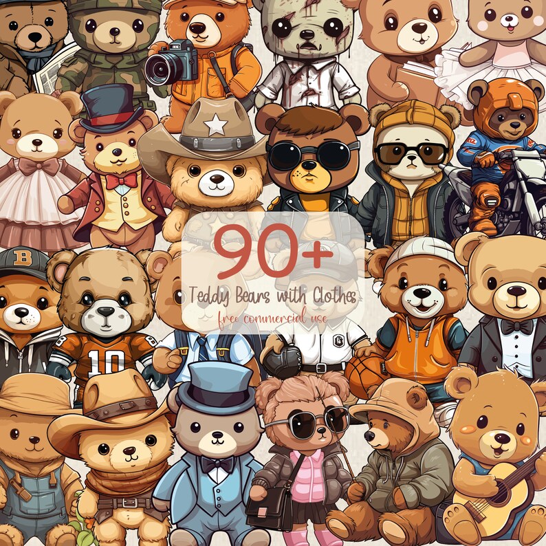 90+ Cute Teddy Bears T-shirt Design Bundle, Teddy Bear Png Bundle ...
