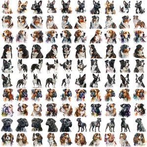 400 Dog Clipart Bundle, Dog Breeds Png Bundle, Watercolor Dog Breeds ...