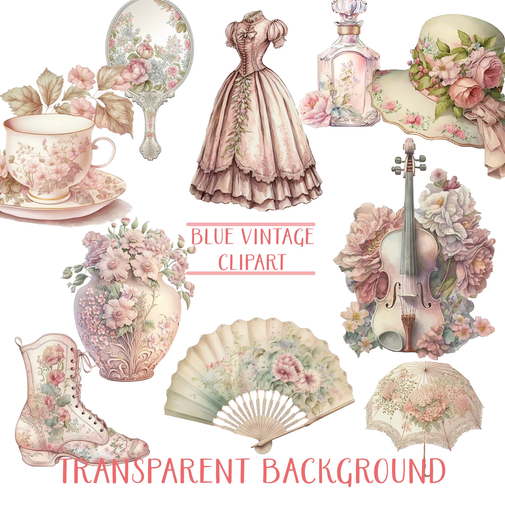Pastel Painting Vintage Items Png Bundlevintage Png - Etsy