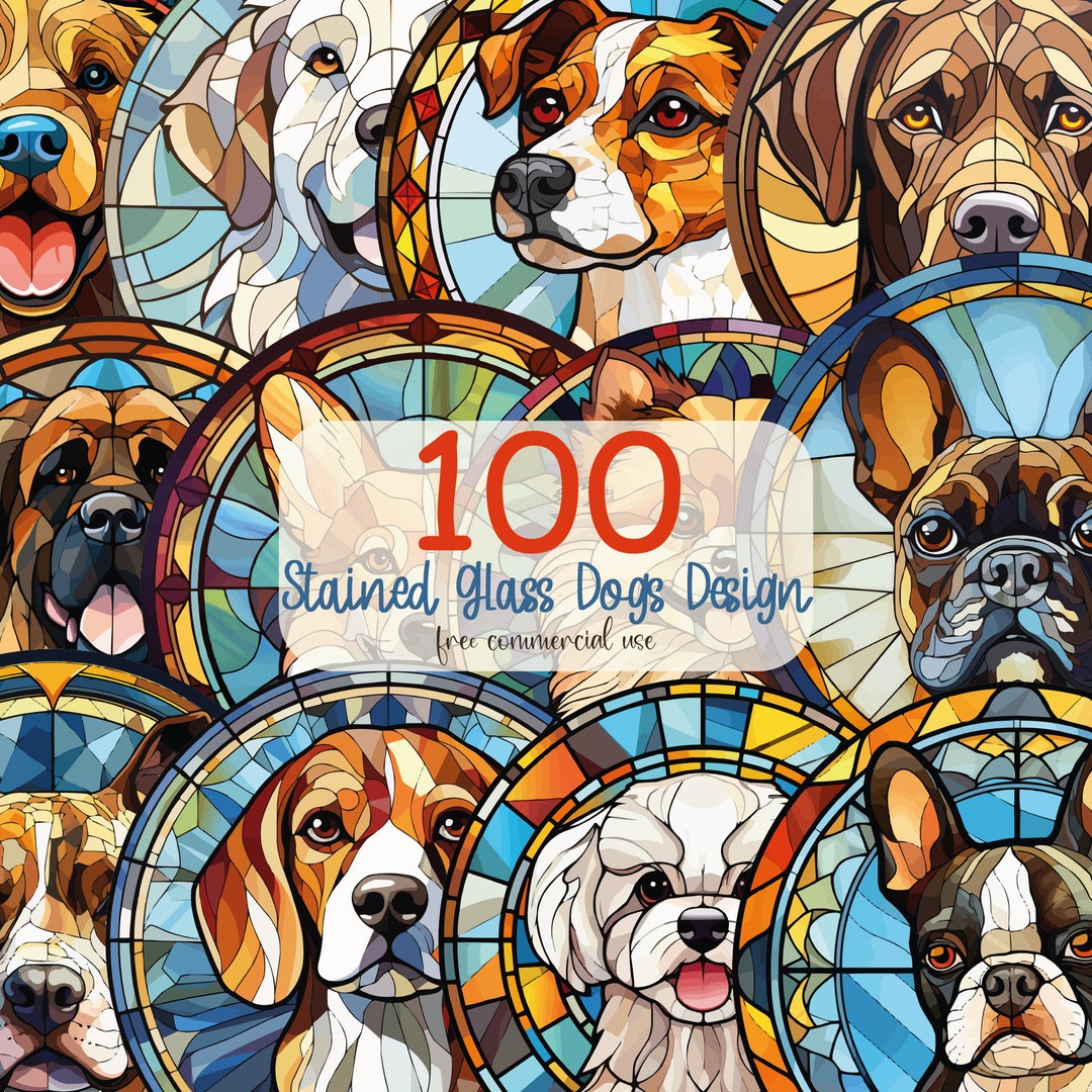 100 Stained Glass Dogs Png Bundle, Dog Breeds Png for Sublimation, Dog ...