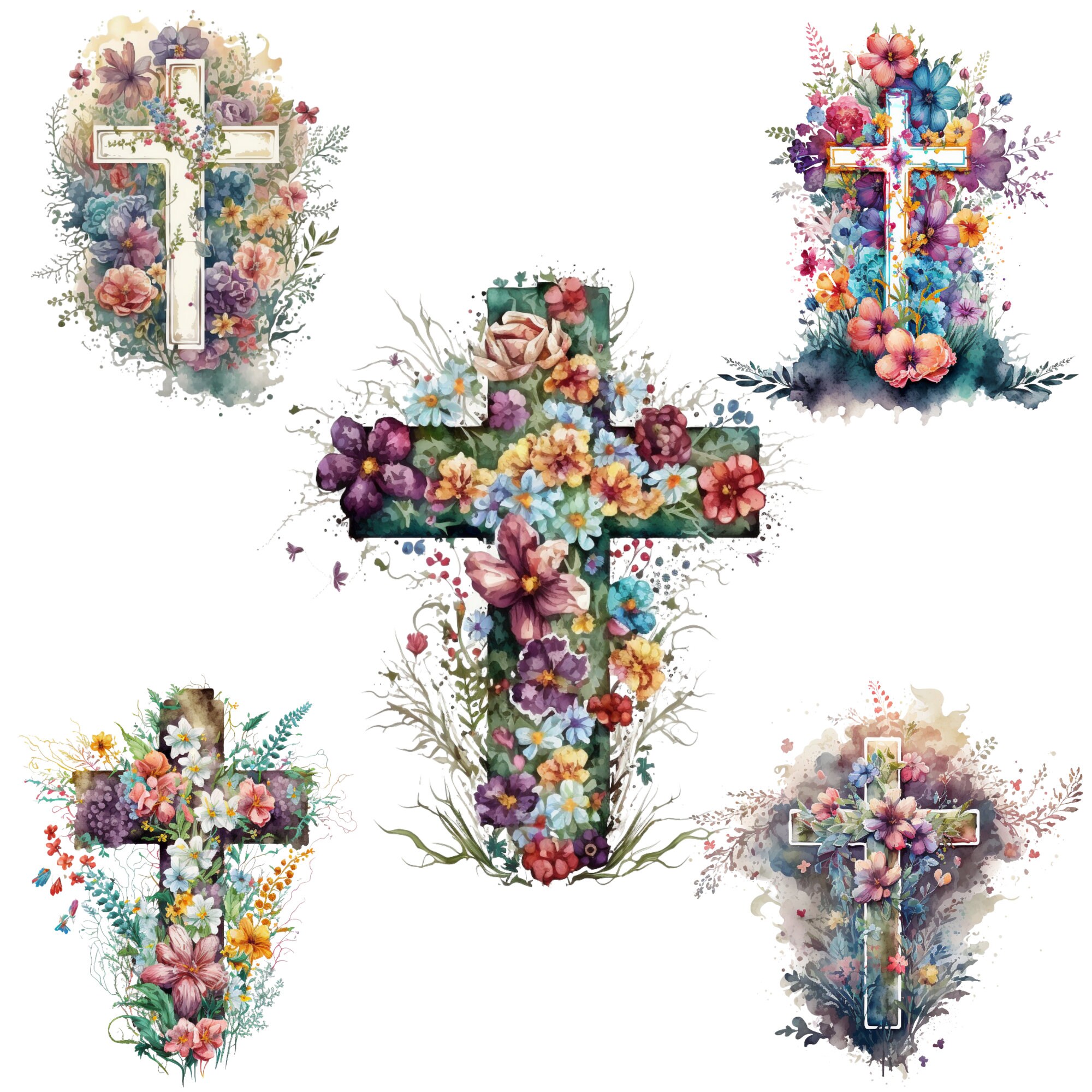 Holy Cross With Flowers Png Bundle Cross Png Digital - Etsy
