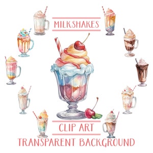 Watercolor Milkshake Clipart Bundle, Milkshake Png Set , Milkshake Png ...