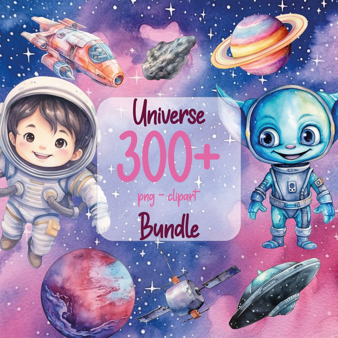 300+ Watercolor Space Clipart Bundle, Astronaut Clipart, Spaceship ...