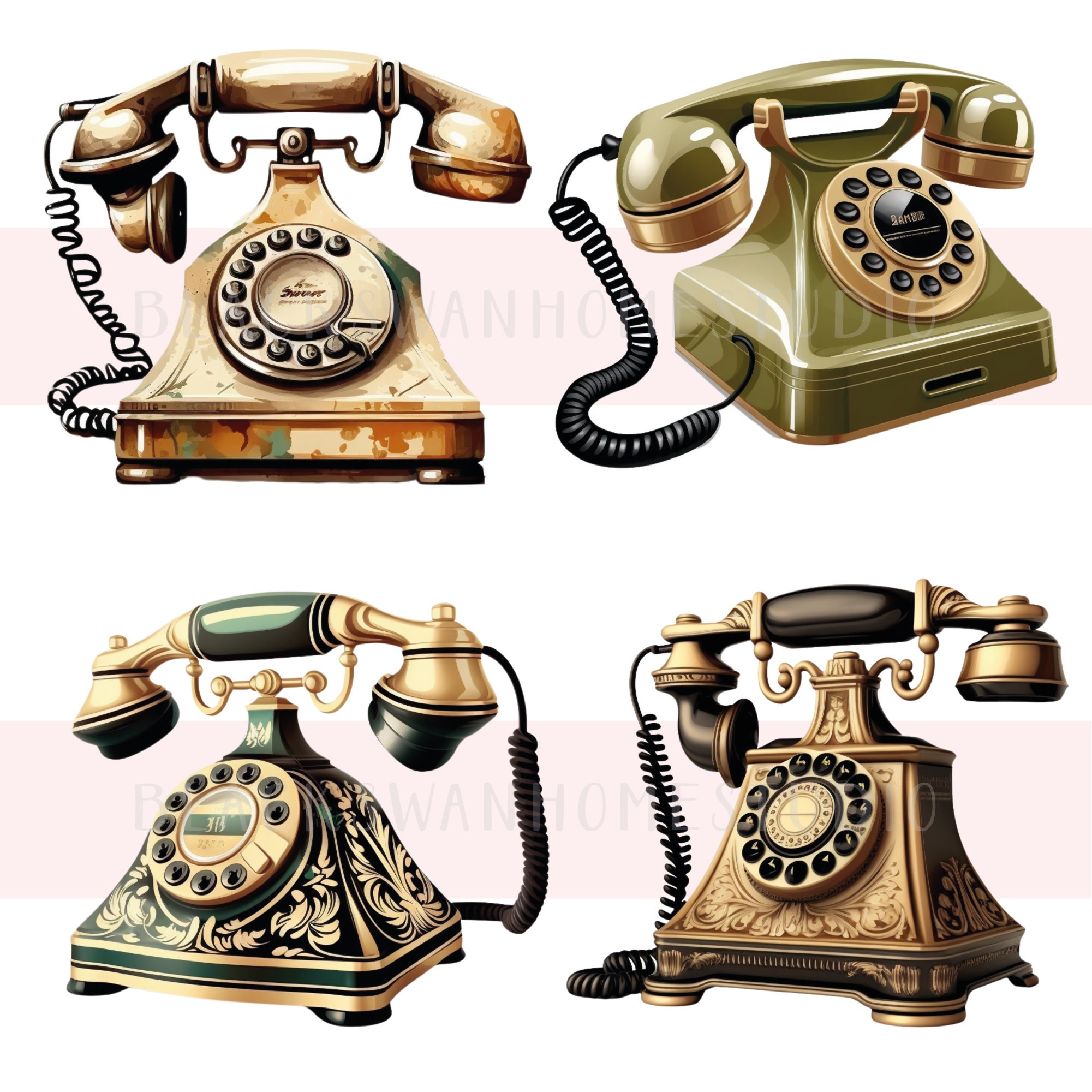 Vintage Telephone Png Bundle, Retro Telephone Clipart, Old Rotary ...