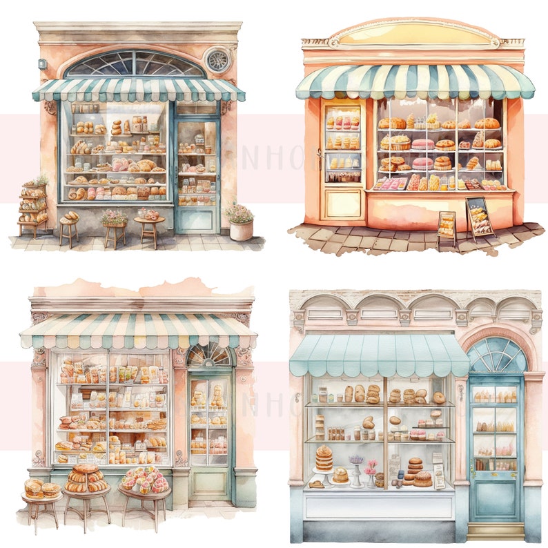 Watercolor Bakery Clipart Png Bundle Bakery Clipart Junk - Etsy UK