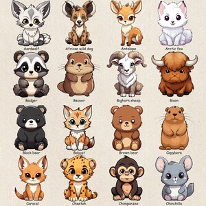 100 Chibi Wild Animals Png Bundle Baby Animals Clipart Set Nursery ...