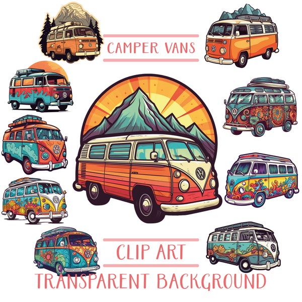 Hippie Van Clipart - Etsy