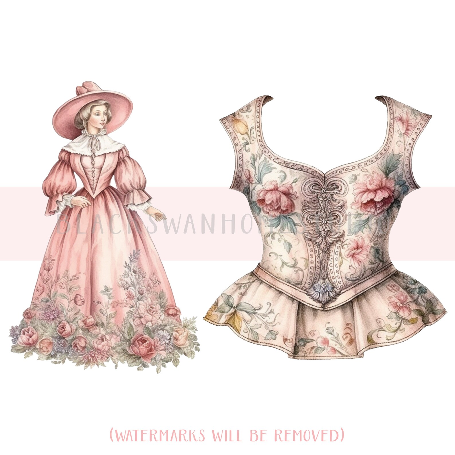 Watercolor Clipart Bundle Watercolor Vintage Items Png - Etsy