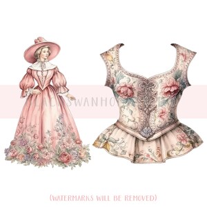 Watercolor Clipart Bundle, Watercolor Vintage Items Png Bundle, Vintage ...