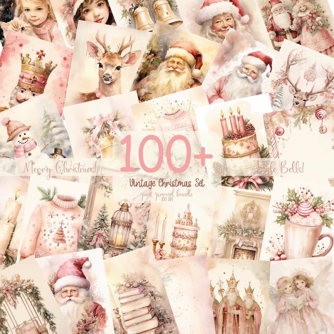 100+ Vintage Christmas Junk Journal Set X-mas Scrapbooking Material ...