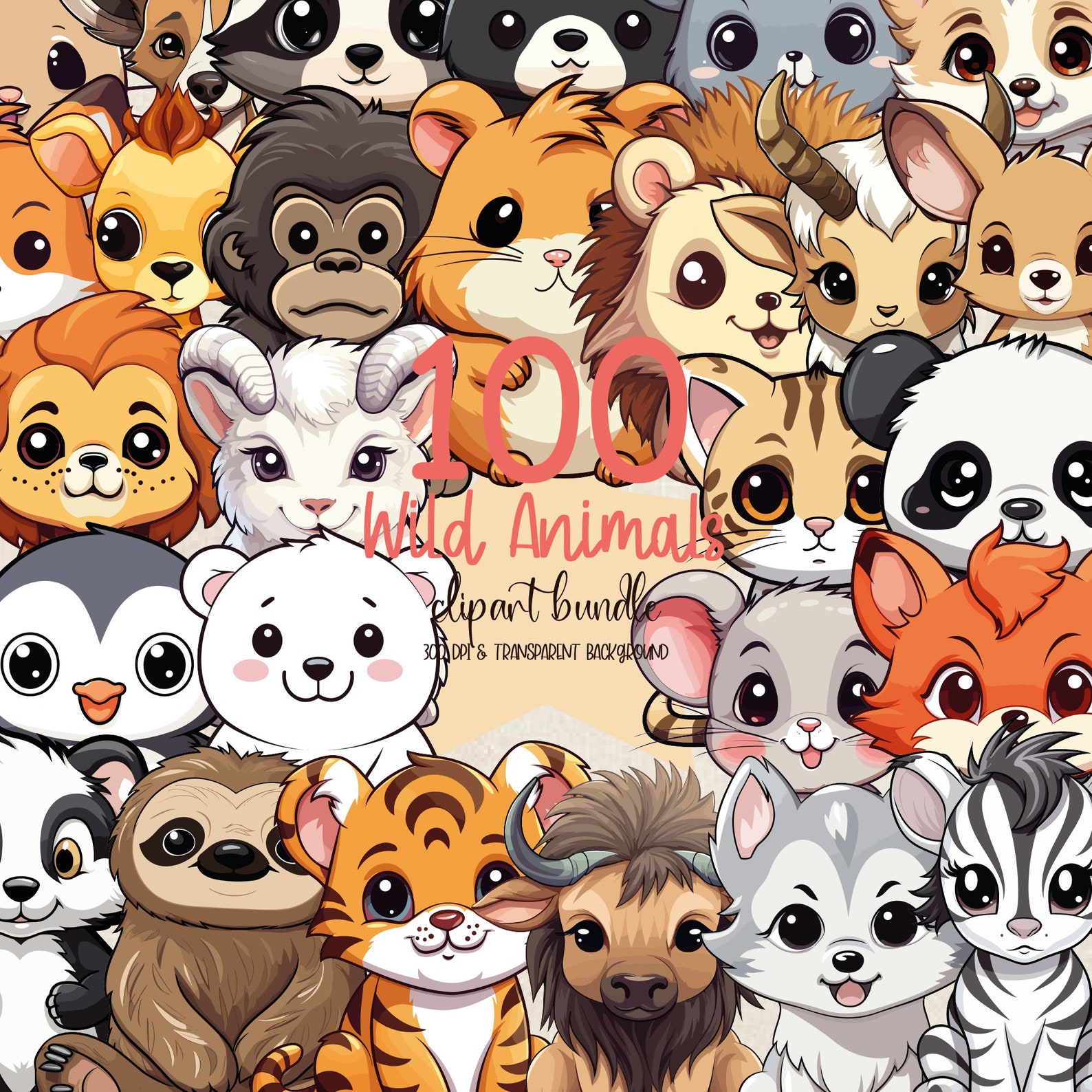 100 Chibi Wild Animals Png Bundle Baby Animals Clipart Set - Etsy