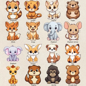 100 Chibi Wild Animals Png Bundle Baby Animals Clipart Set Nursery ...