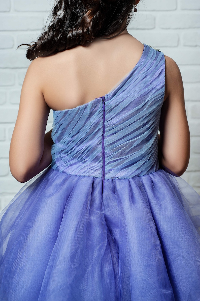 Girls Purple Long Sleeveless Party Dress, Children Birthday Dress, Ball ...