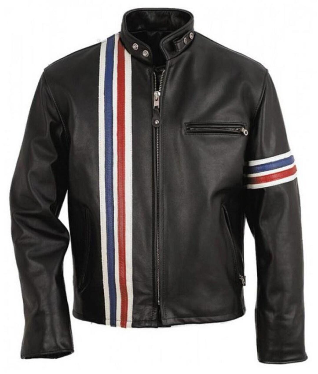 Captain America Flag Peter Fonda Easy Rider Black Leather Jacket - Etsy