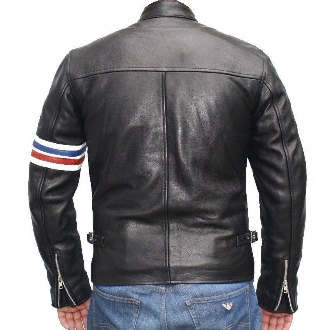 Captain America Flag Peter Fonda Easy Rider Black Leather Jacket - Etsy