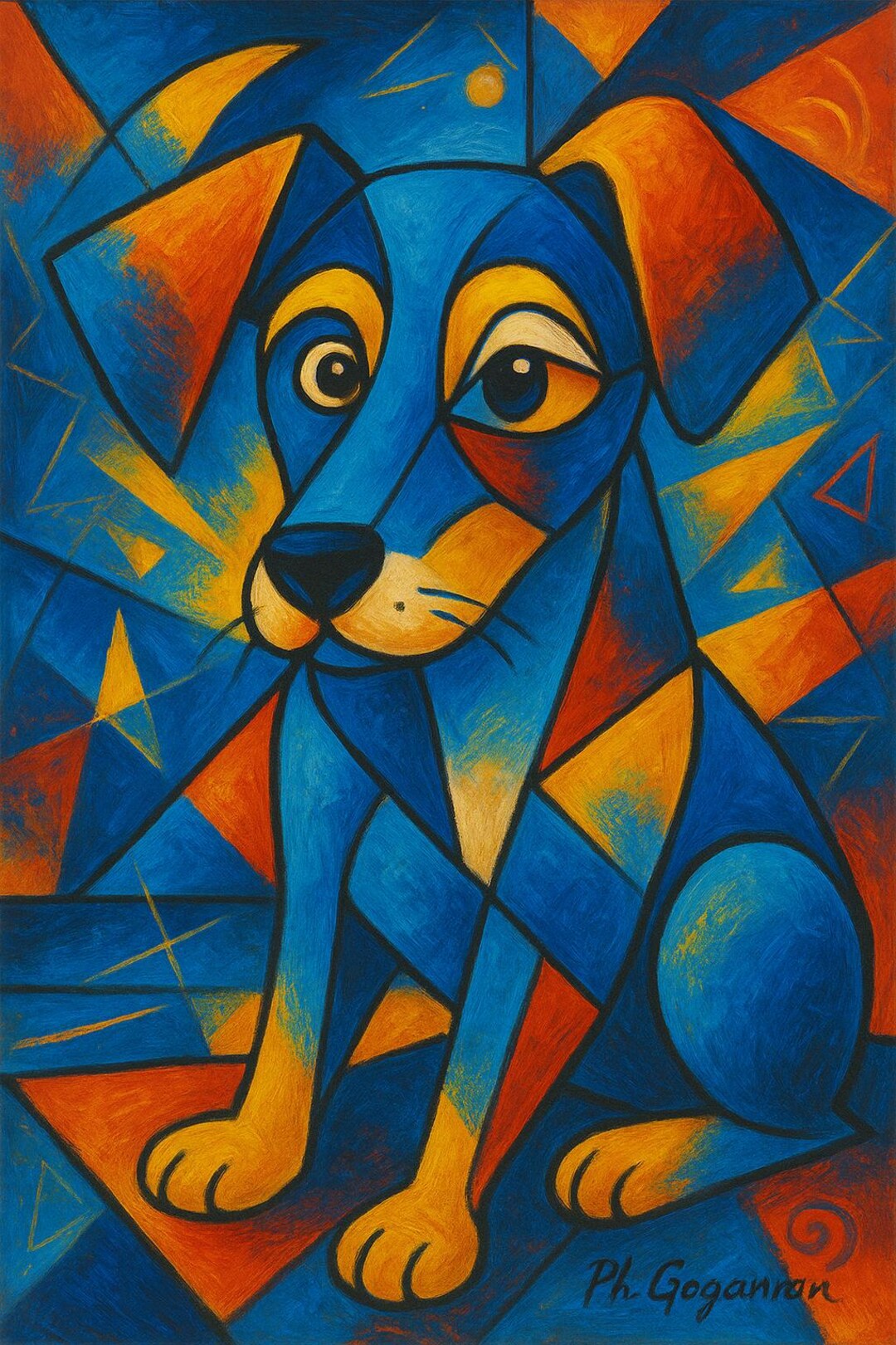 Picasso-style Cubic Dog - Etsy