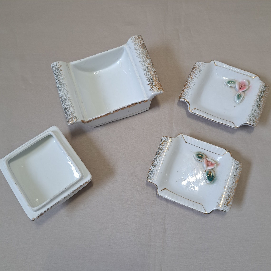 Vintage 1950's Ceramic Cigarette Box With Ashtrays - Etsy