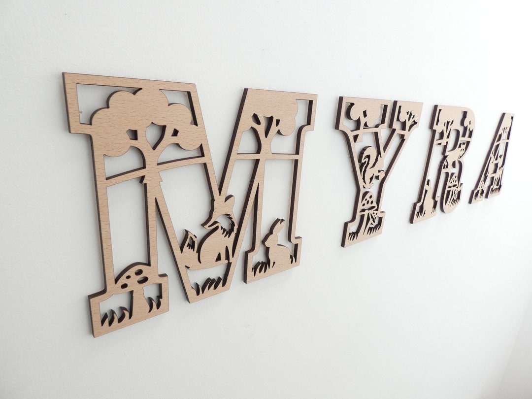 Woodland Animal Themed Wooden Letters Personalised Name Sign Children's ...