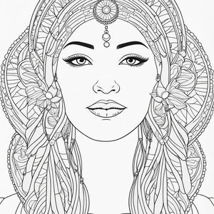 Female Portrait Coloring Pages - Etsy