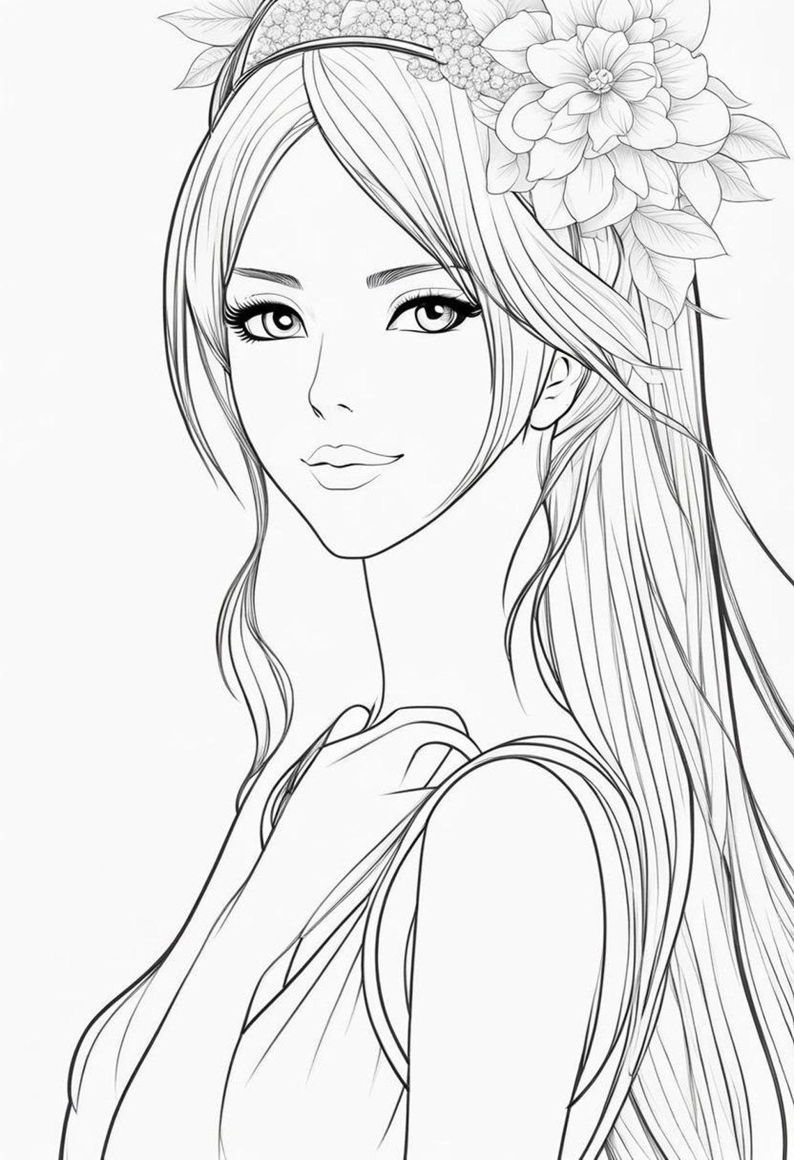 Female Portrait Coloring Pages - Etsy
