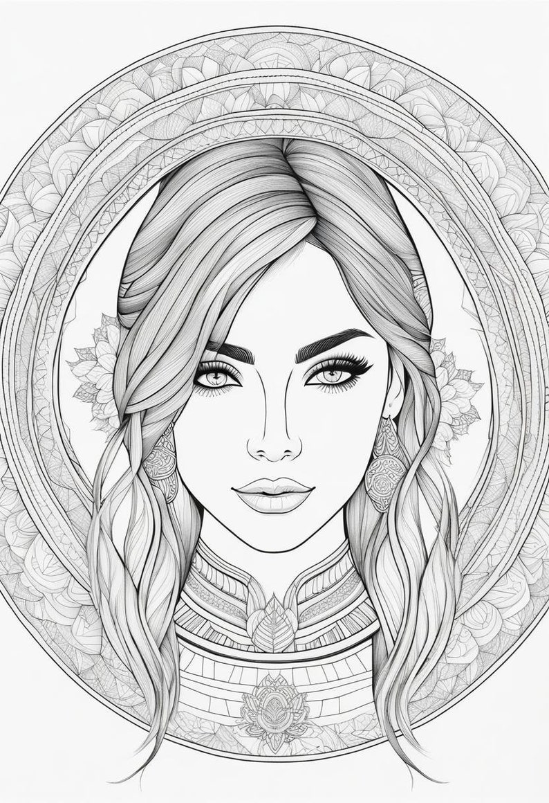 Female Portrait Coloring Pages - Etsy
