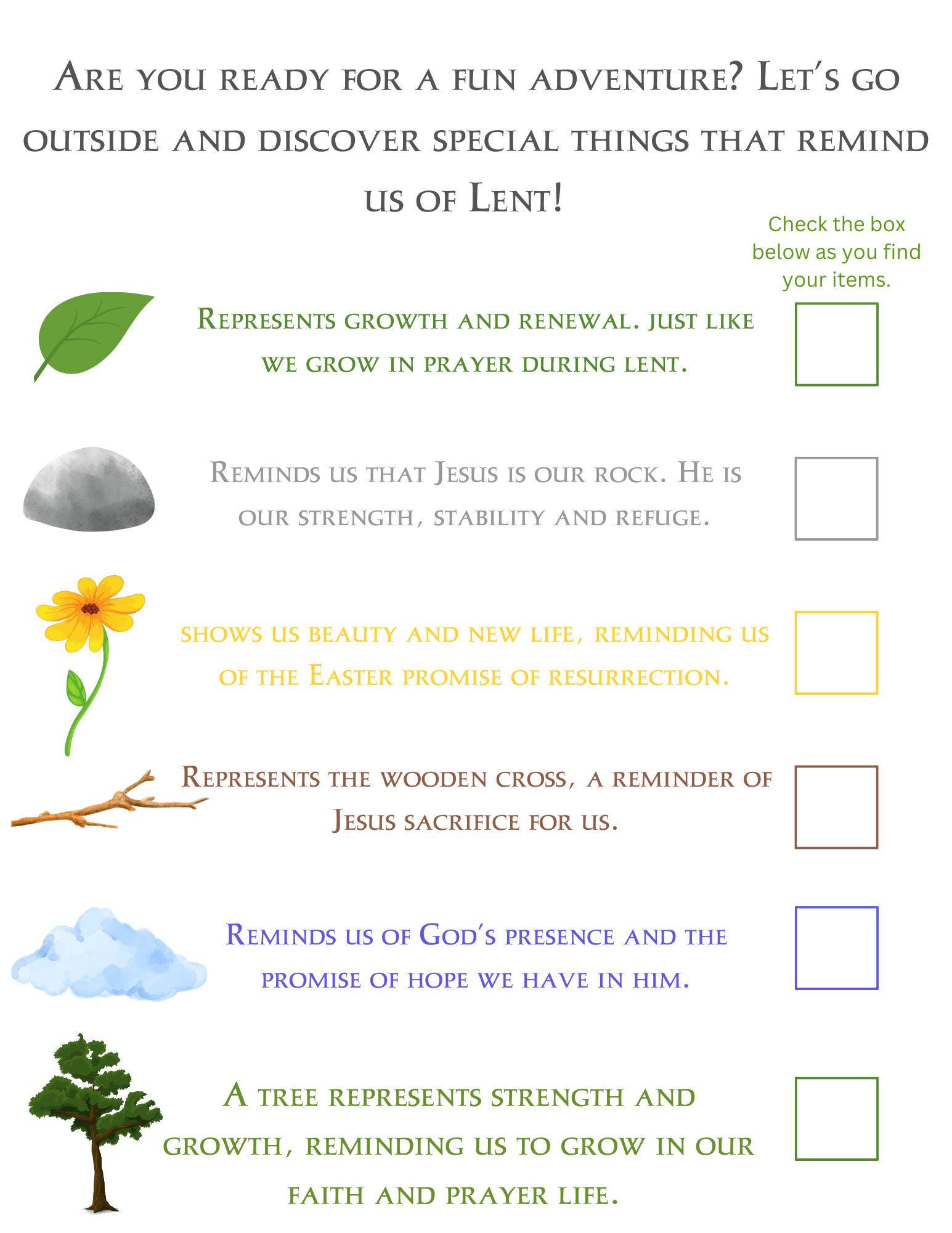 Lent Scavenger Hunt: Printable Outdoor Activity for Kids (digital ...