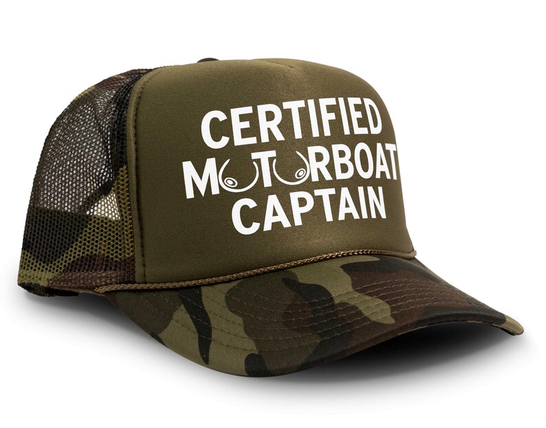 Certified Motorboat Captain Funny Party Boobs Snapback Mesh Trucker Hat ...
