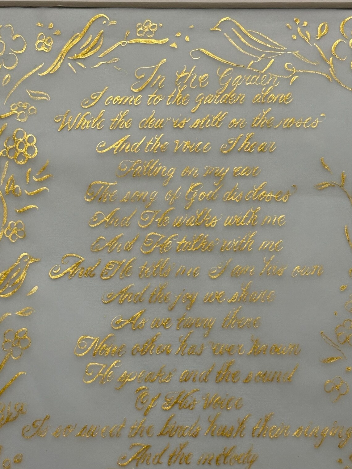 In the Garden Hymn Calligraphy Art: Gold Ink, Floral Design - Etsy