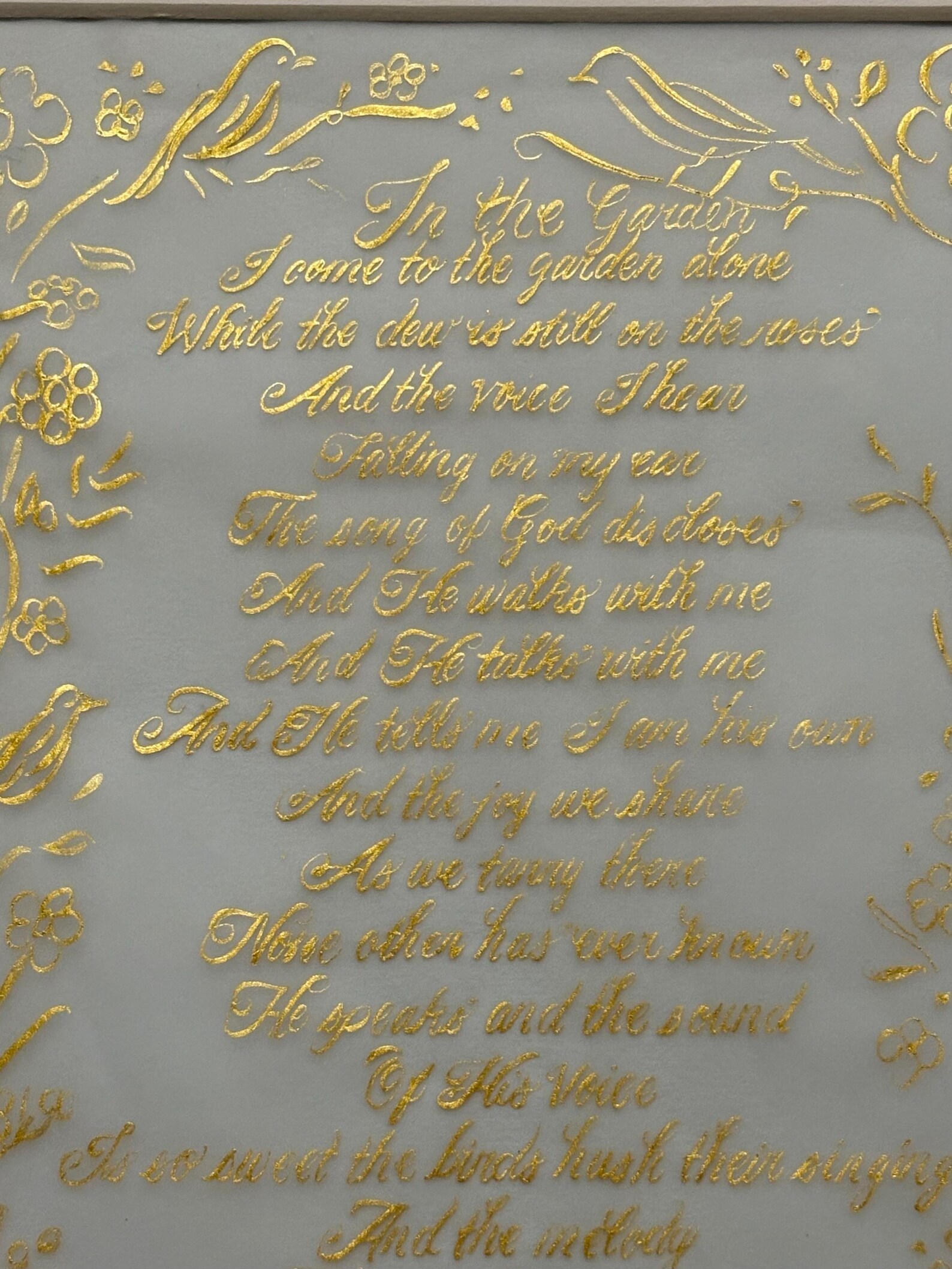 In the Garden Hymn Calligraphy Art: Gold Ink, Floral Design - Etsy