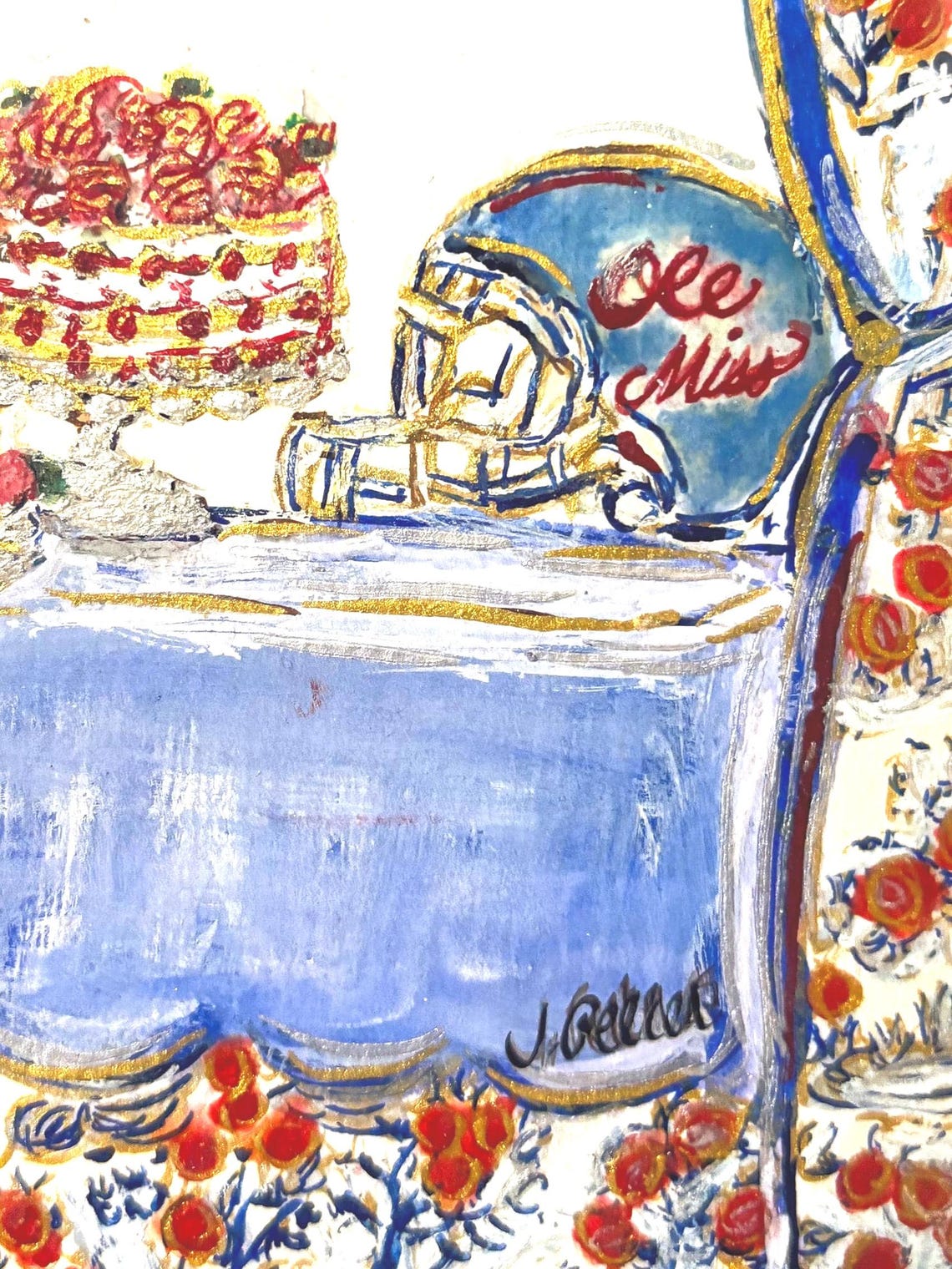 Ole Miss Grove Tailgate Painting: Southern Chinoiserie Framed Art - Etsy