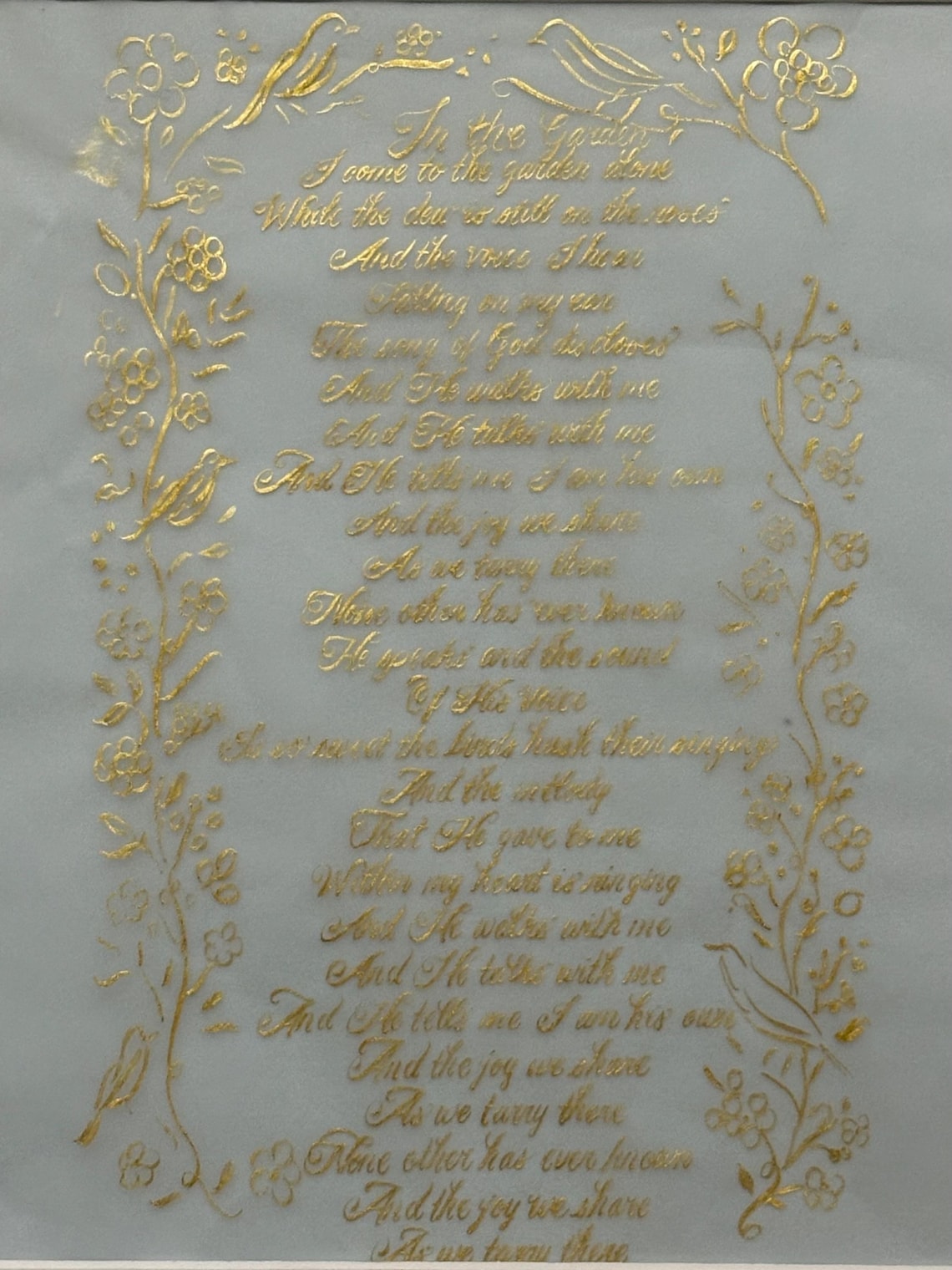 In the Garden Hymn Calligraphy Art: Gold Ink, Floral Design - Etsy