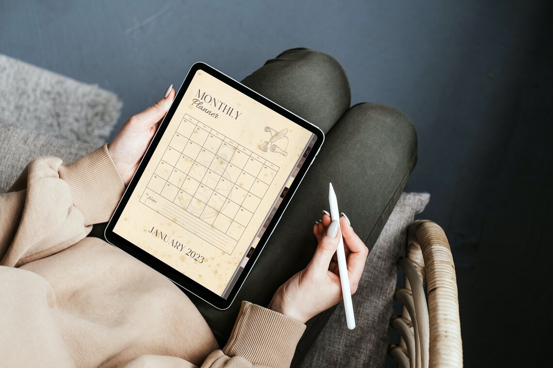Vintage Style Planner, Task Organizer, Monthly Planner, Digital Planner ...