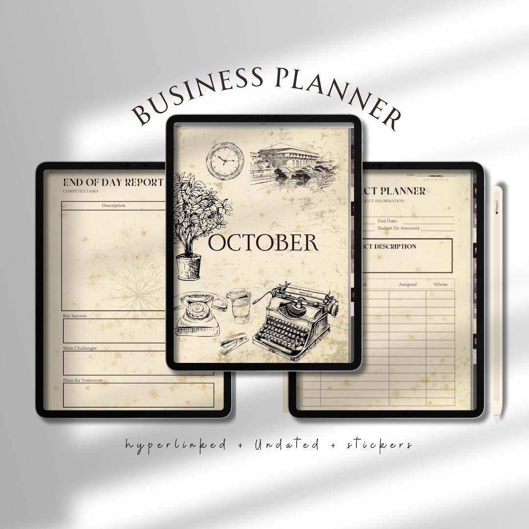 Vintage Style Planner, Task Organizer, Monthly Planner, Digital Planner ...