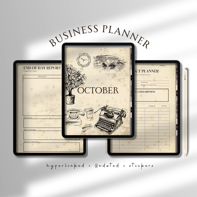 Vintage Style Planner, Task Organizer, Monthly Planner, Digital Planner ...