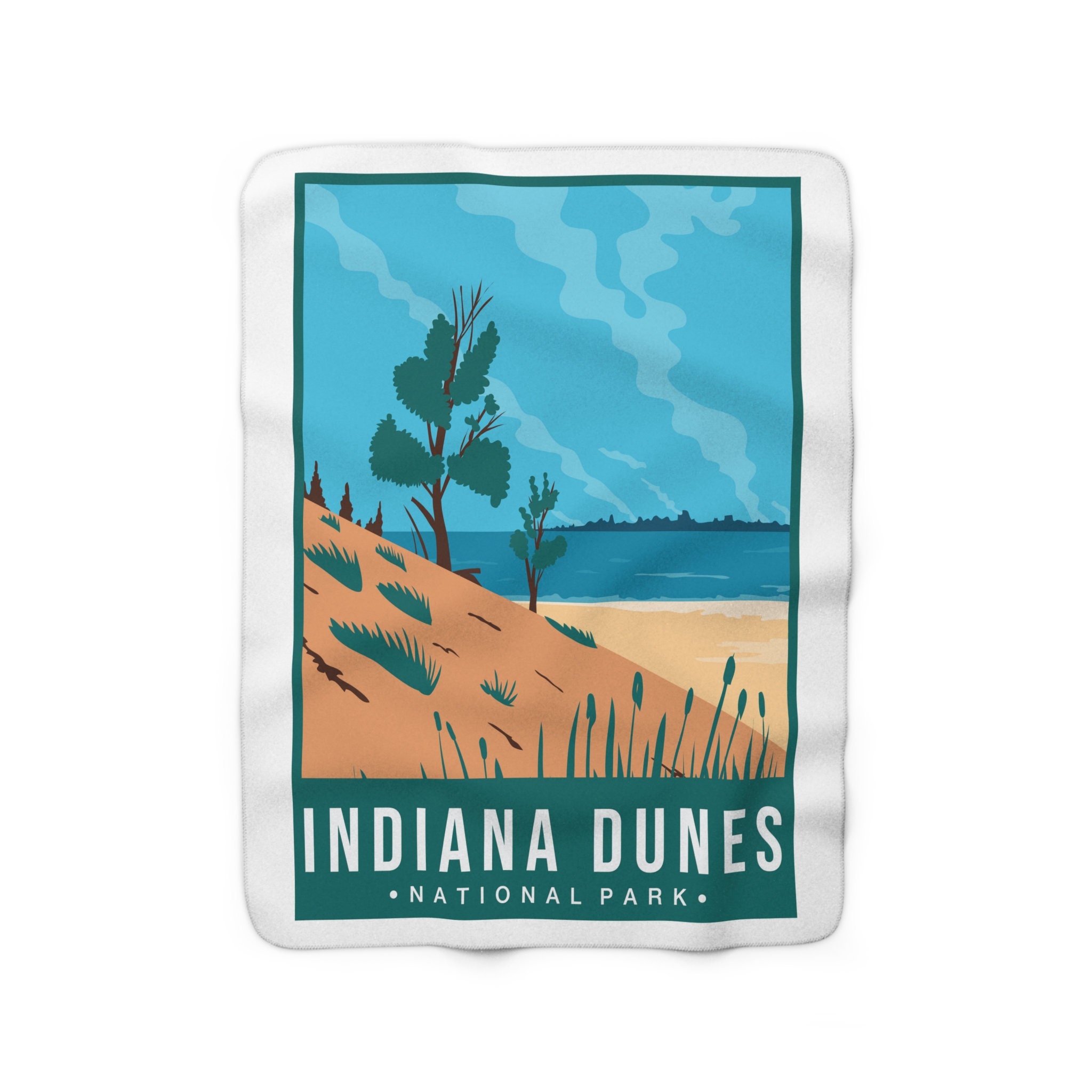 INDIANA DUNES BLANKET | National Park Fleece/sherpa Blanket | Camping ...