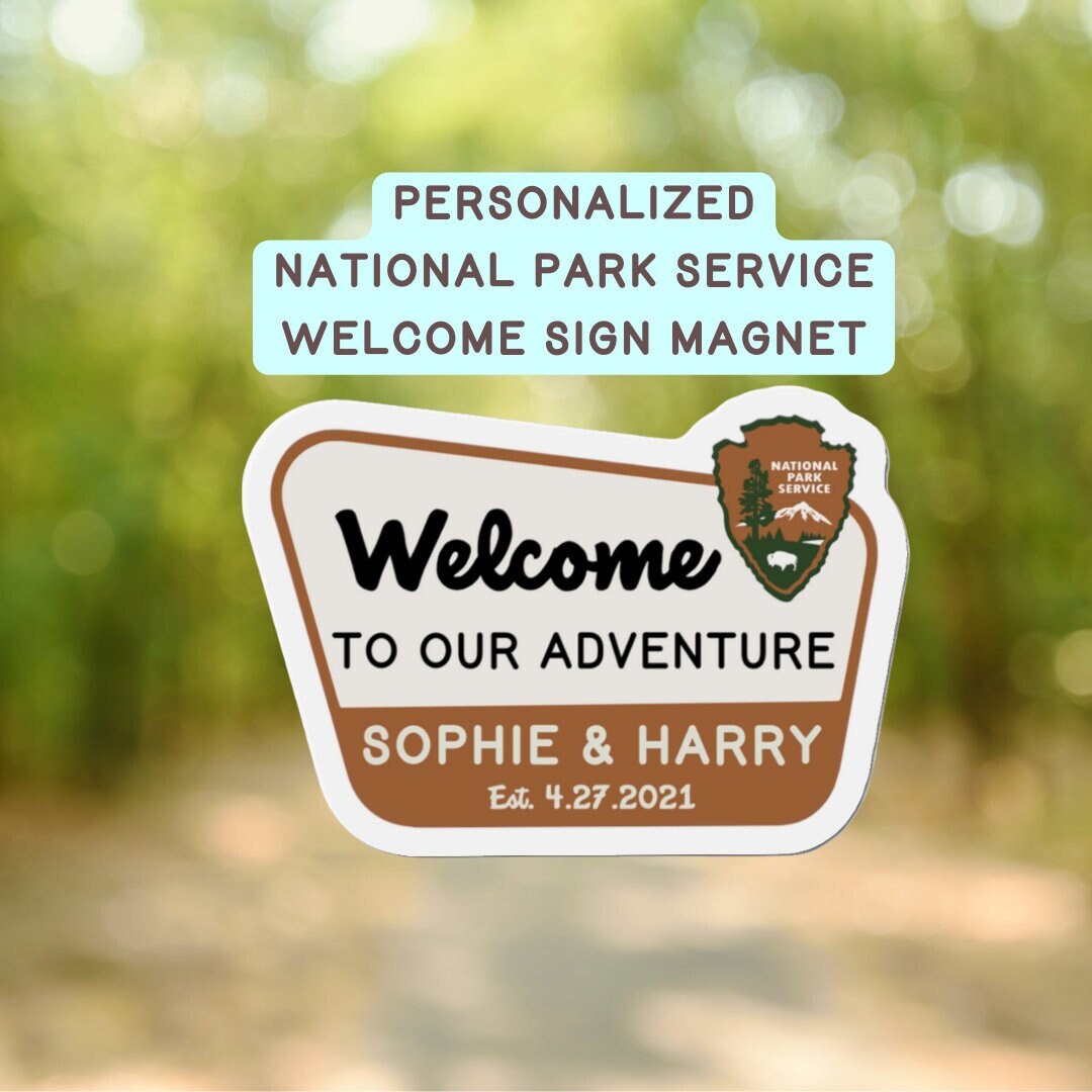 Personalized National Park Service Sign Magnet, Camp Wedding Party ...